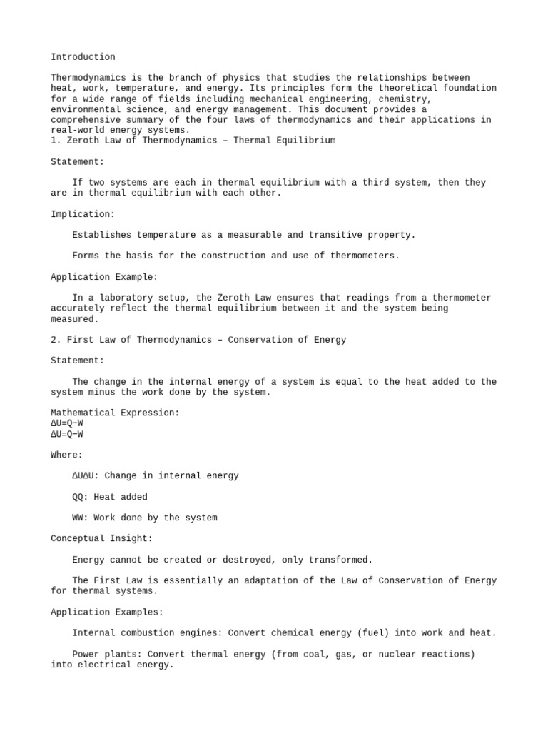 Overview of Thermodynamics Laws | PDF | Heat | Thermodynamics