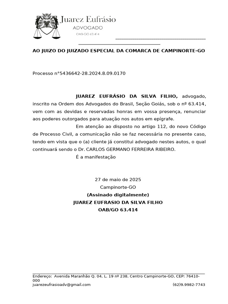 Renúncia de Processo | PDF