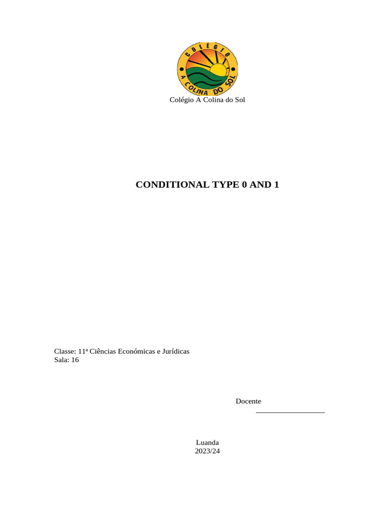 Trabalho de Inglês - Conditionals Type 0 and 1 | PDF | Linguistics | Grammar