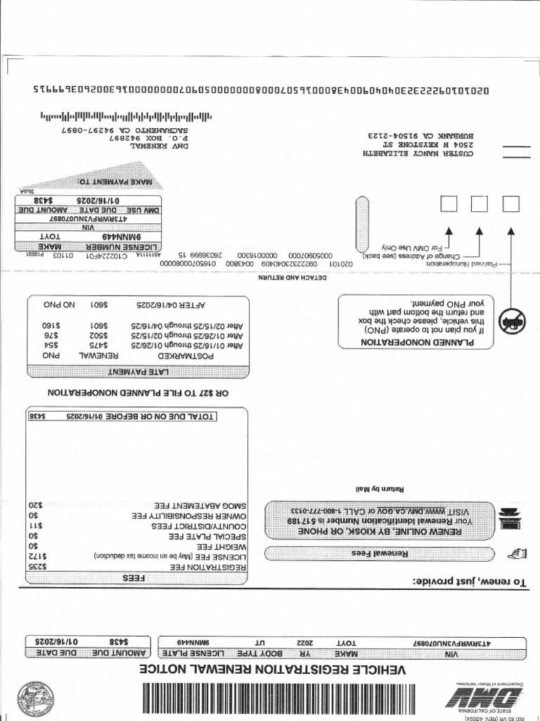 CA Drivers License or ID DMV Renewal | PDF