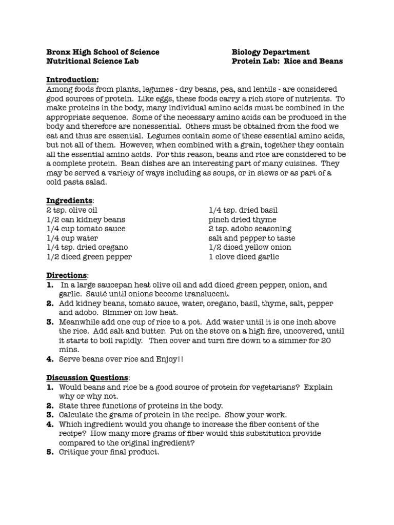 Red Beans and Rice Lab | PDF