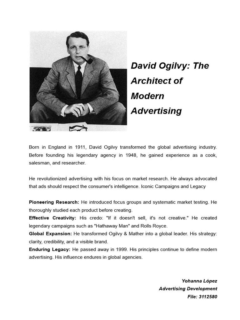 David Ogilvy - The Architect of Modern Advertising | PDF