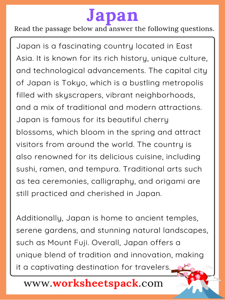 Japan Reading Comprehension Passage | PDF