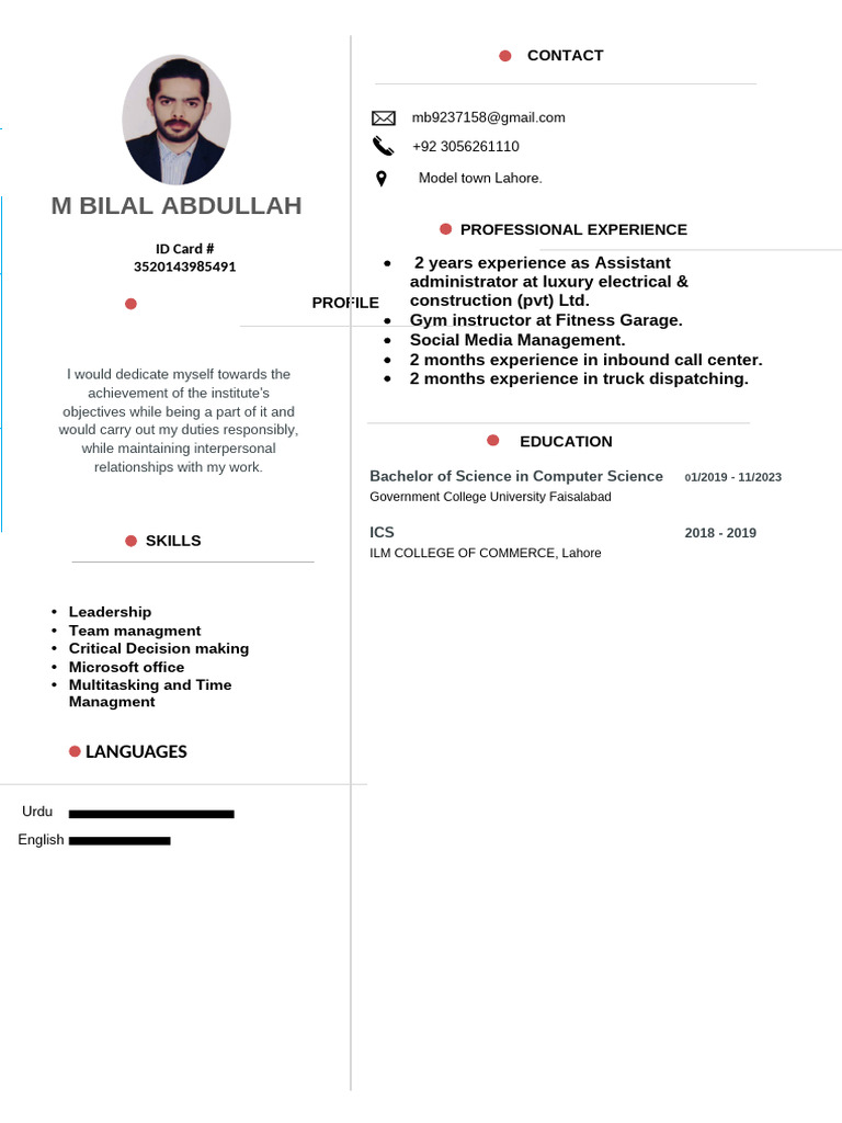 Bilal Abdullah CV | PDF