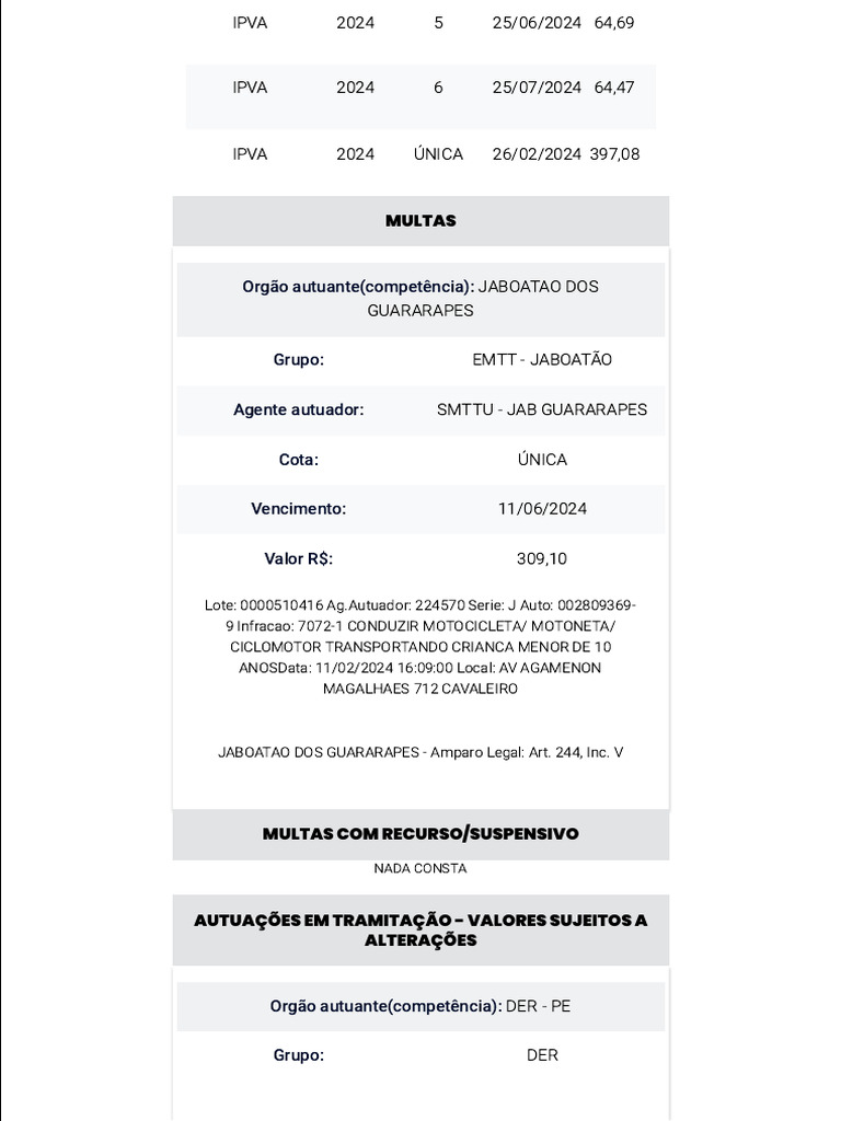 Extrato Detalhado | PDF