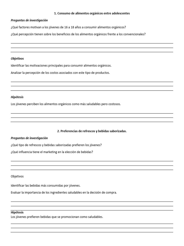 Preferencias de consumo en jóvenes adolescentes | PDF | Comidas ...