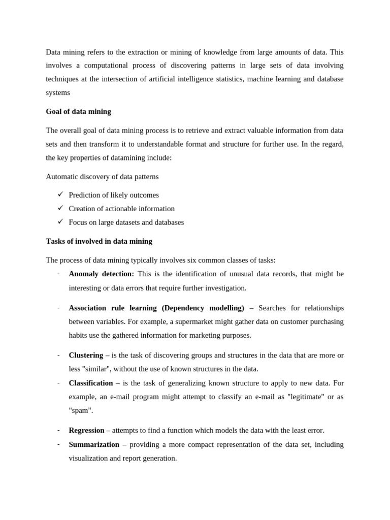 Data Mining Refers To The Extraction or Mining of Knowledge From Large Amounts of Data | PDF ...