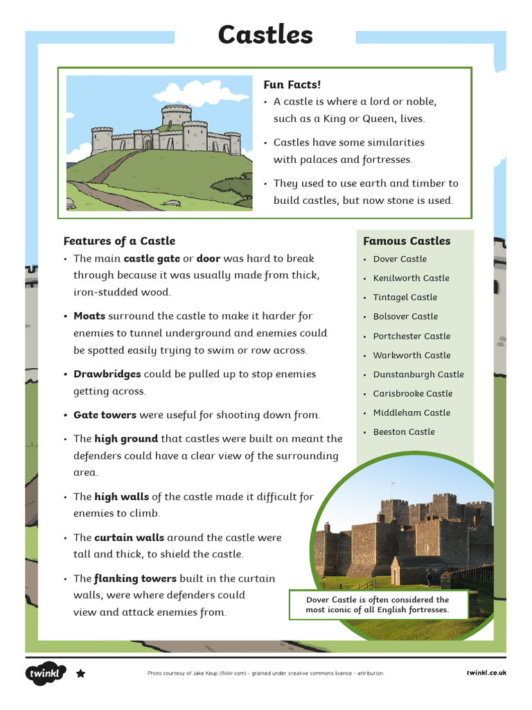 Castles Reading Comprehension | PDF | Castle | Fortification