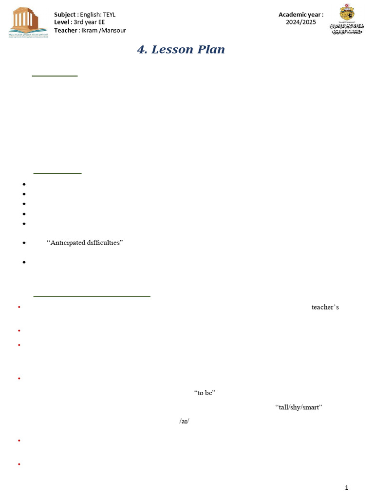 Course Notes Teyl 2024 Mansour 3.EE Final | PDF | Educational ...