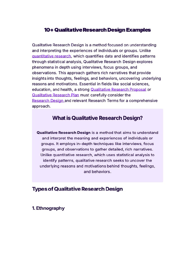 Qualitative Research Design Examples | PDF