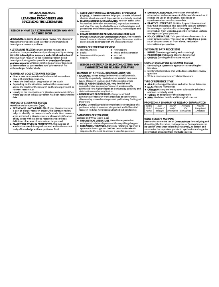 PR 1 - Module 4 Handout | PDF | Literature Review | Cognitive Science