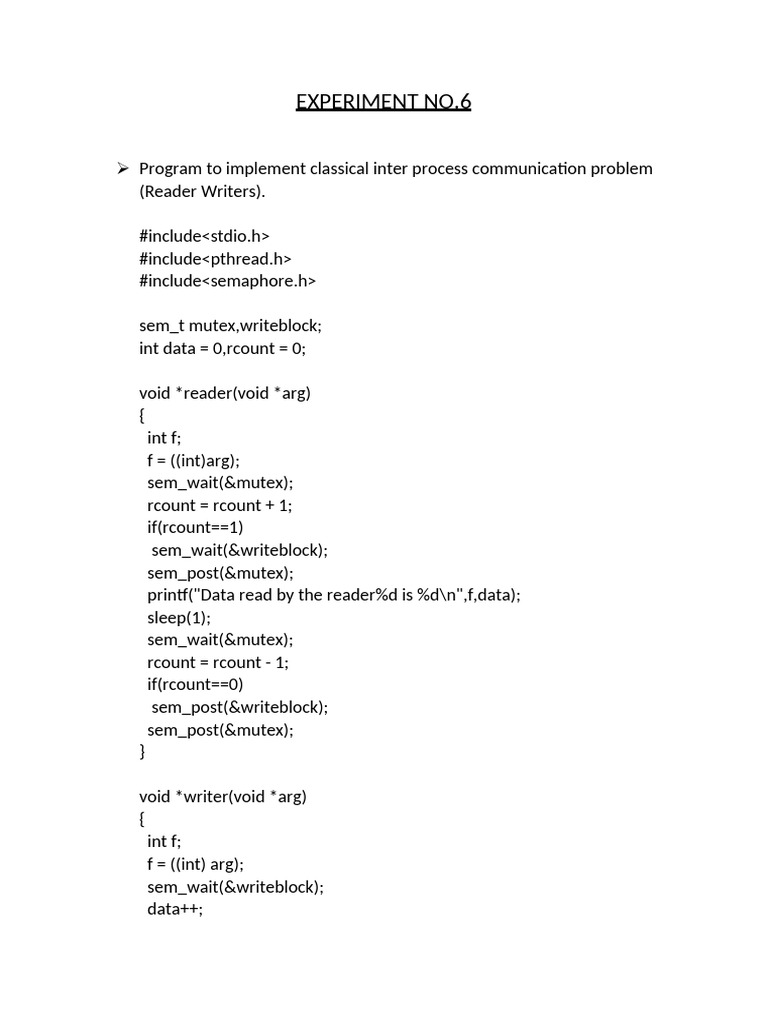 OS Experiment No-6 | PDF