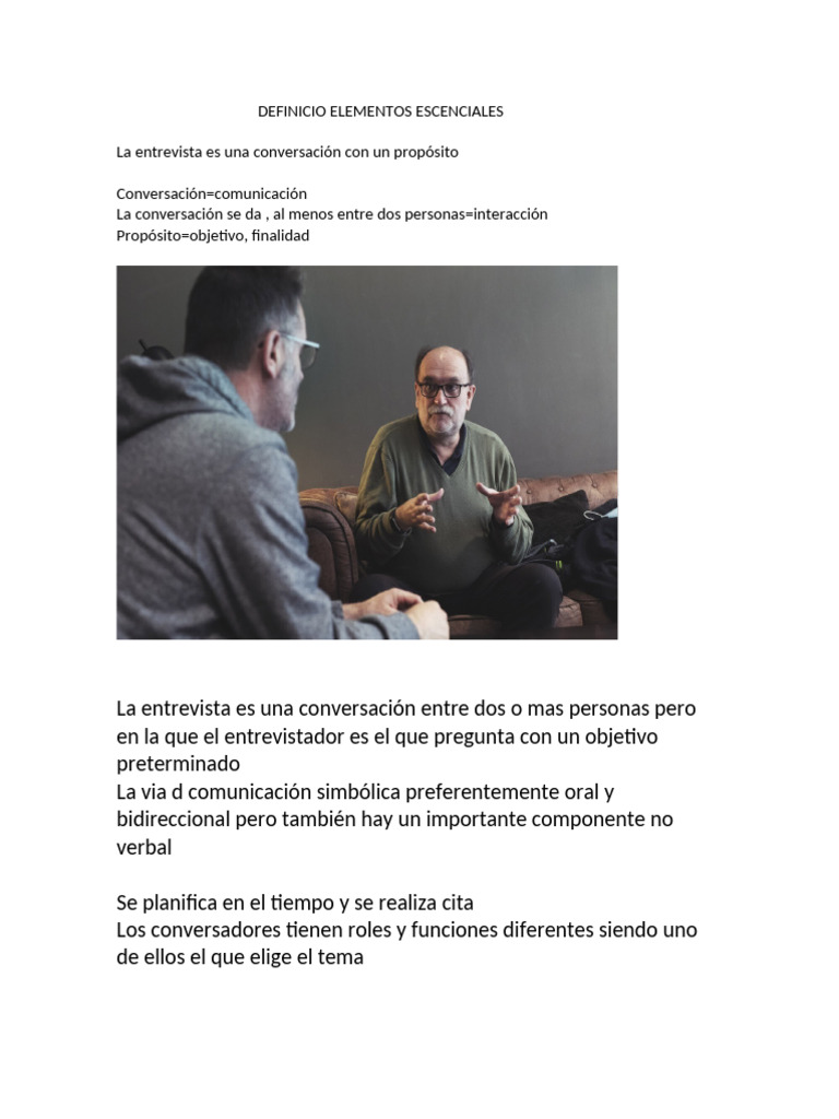 Tecnicas de Entrevista Definicio Elementos Escenciales | PDF