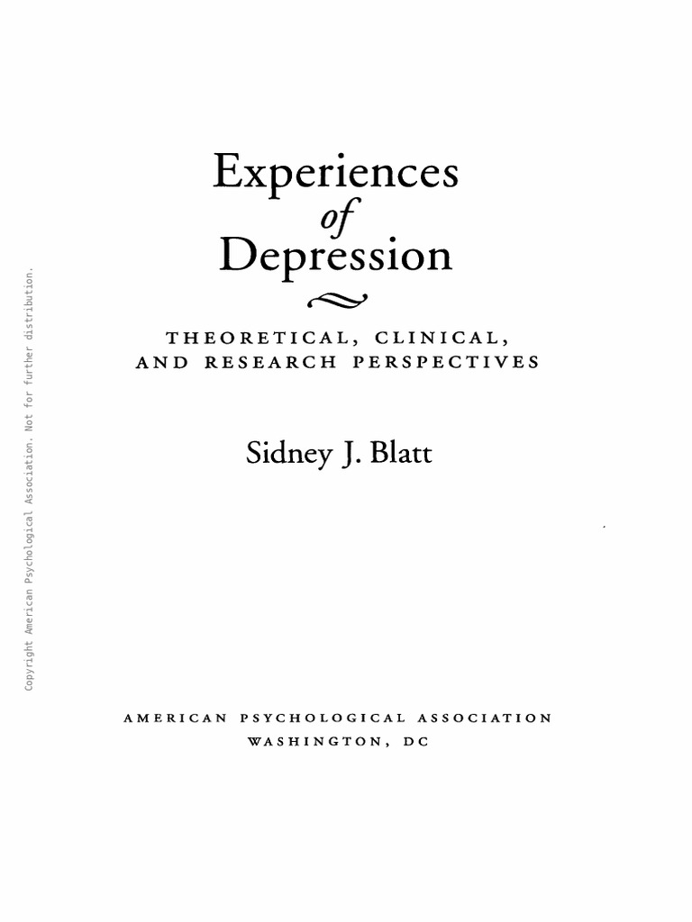Blatt, S. (2004) - Part 1. Two Types of Depression | PDF ...