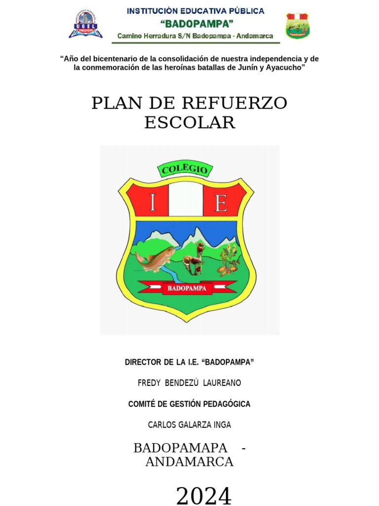 Plan de Refuerzo Escolar 2024 | PDF | Evaluación | Experiencia