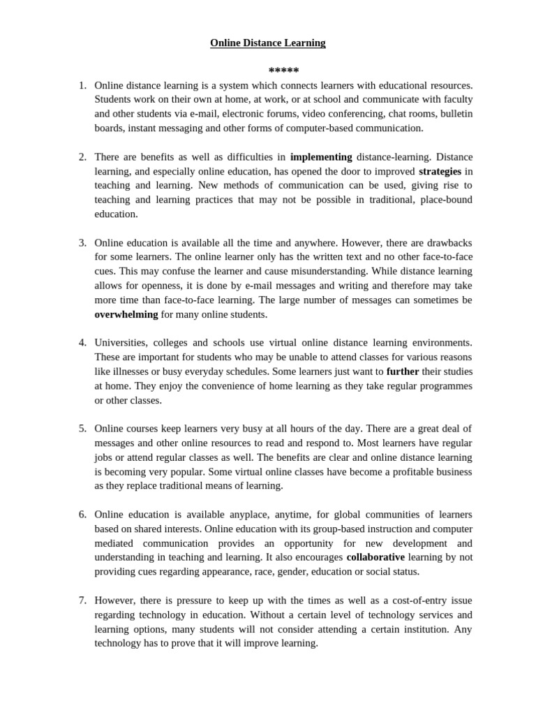 Benefits and Challenges of Online Learning | PDF | Distance Education ...