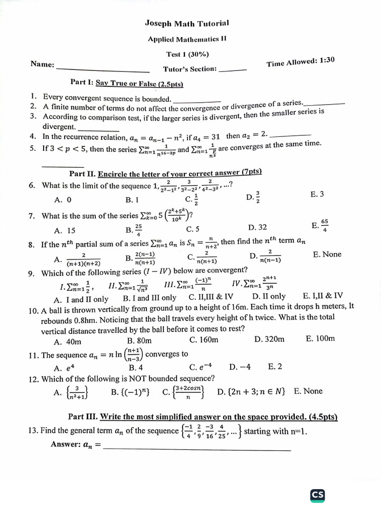 Applied II Test 1 @JMT | PDF