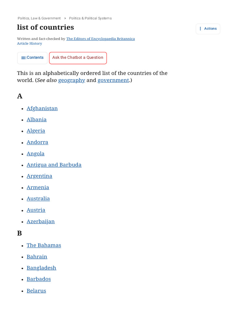 List of Countries in The World in Alphabetical Order - Britannic | PDF