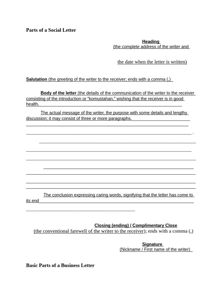 Parts Forms of Social Business Letters | PDF | Text | Written Communication
