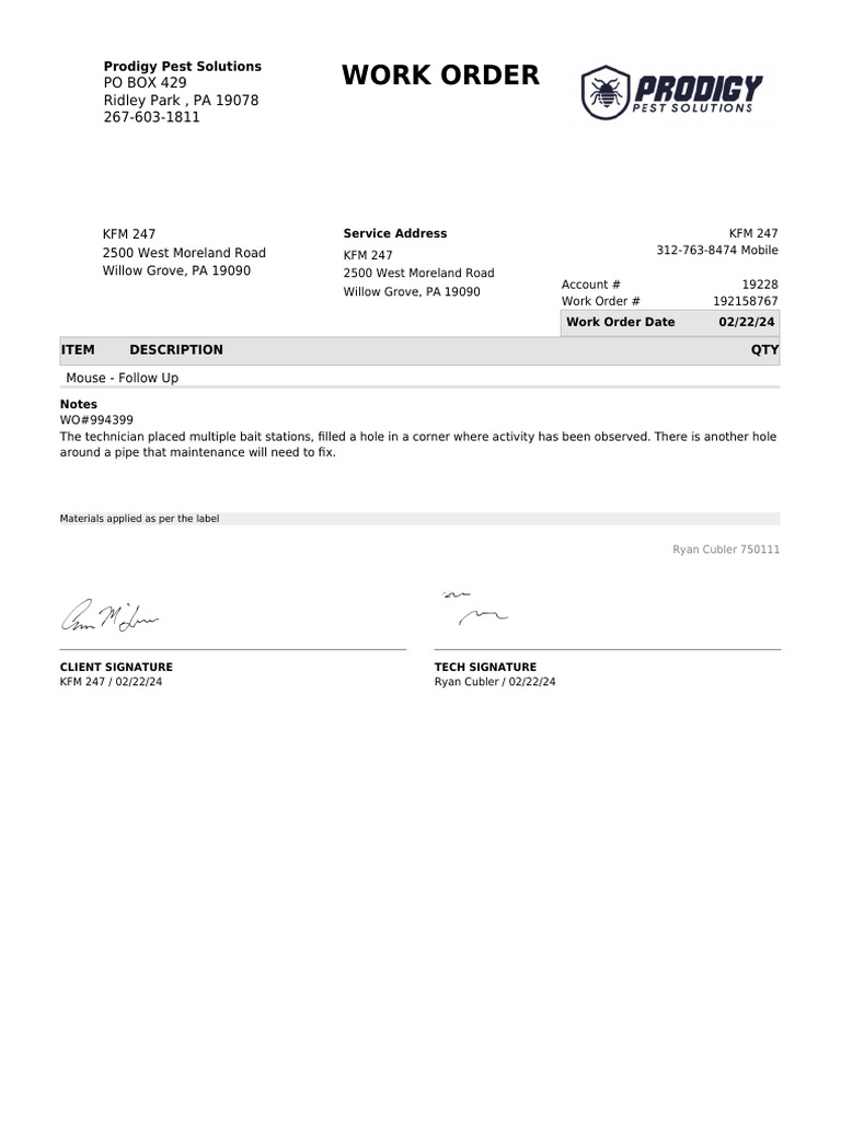 workorder-192324232 | PDF