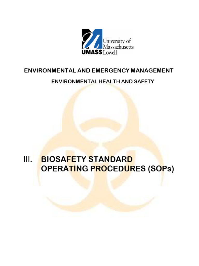III Biosafety Standard Operating Procedures (SOP) - tcm18-269075 | PDF ...
