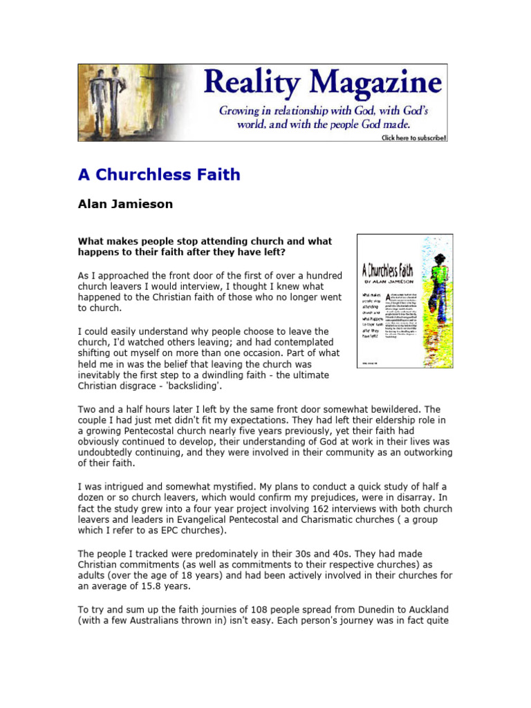 Alan Jamieson - A Churchless Faith | PDF | Faith