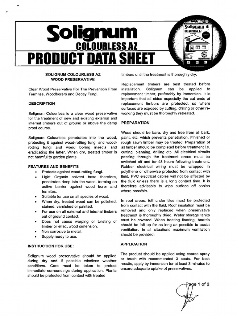 PDS Solignum Colourless AZ | PDF