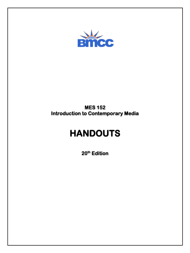 Handout Book - MES 152 (20th Edition) (Fall 2020) | PDF | Screenplay