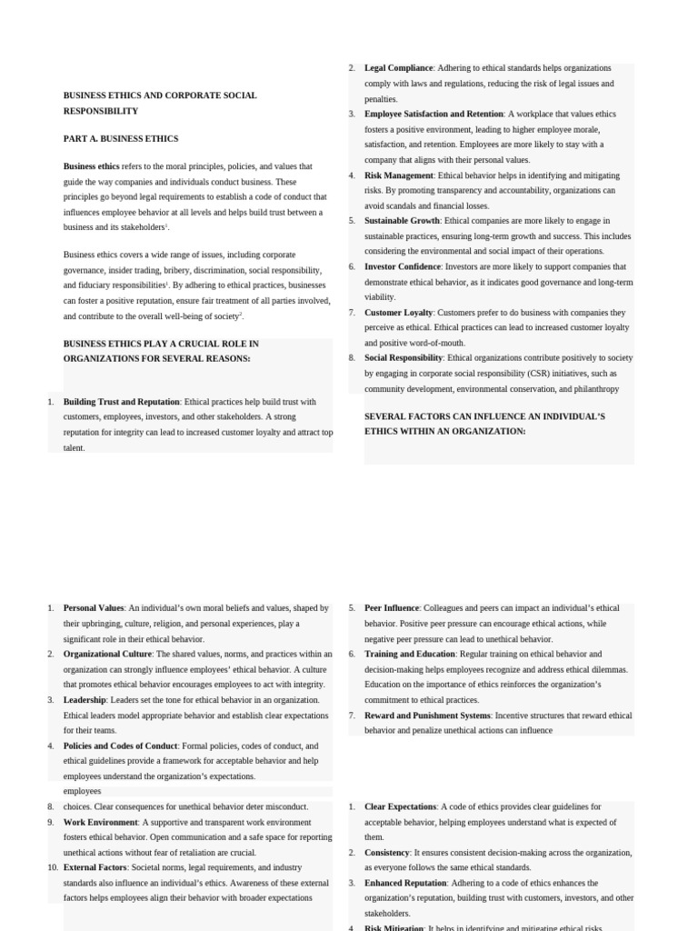 Business Ethics & CSR Overview Guide | PDF | Corporate Social ...