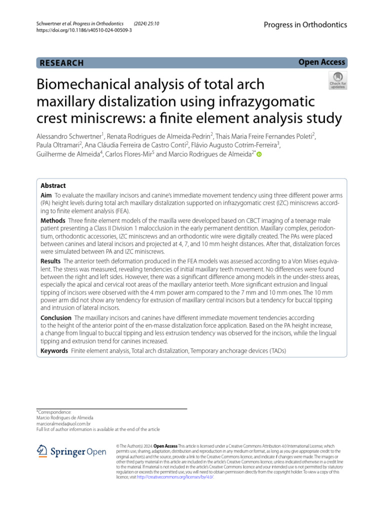 Biomechanical Analysis of Total Arch Maxillary Distalization Using ...