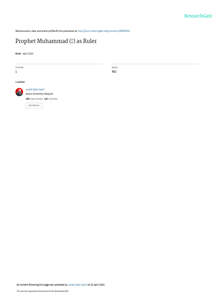 Prophet Muhammad Saw As Ruler | PDF | Prophets And Messengers In Islam ...