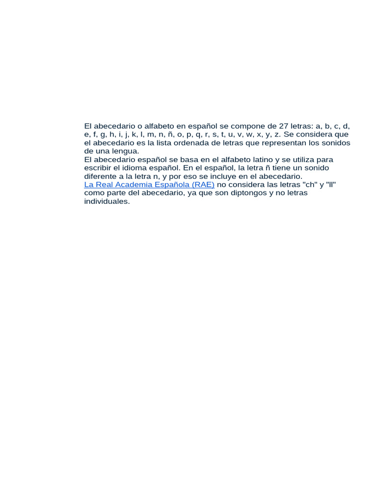 El Abecedario Español y sus Letras | PDF