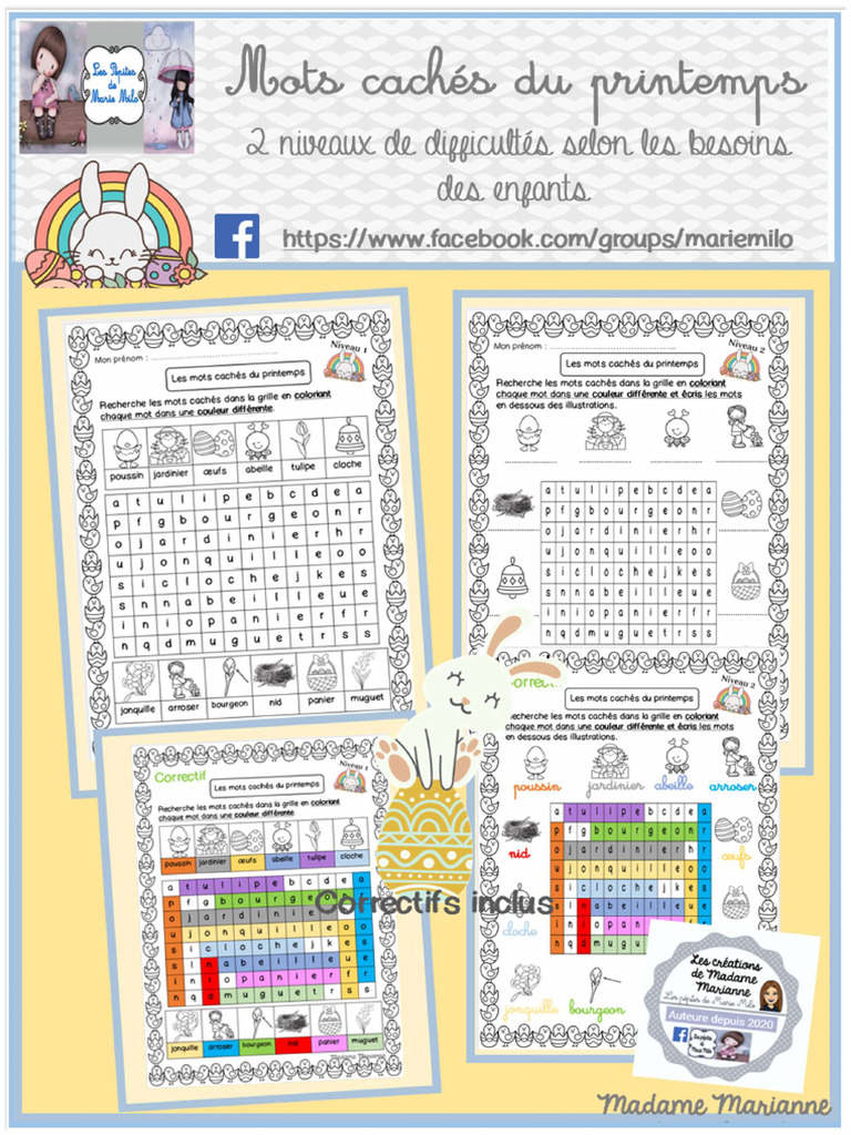 Mots cachés du printemps à imprimer | PDF