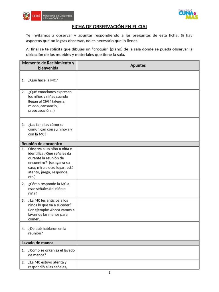 03 - CFCD - FI-MC - MG - Ficha de Observacion de Práctica en El SCD | PDF