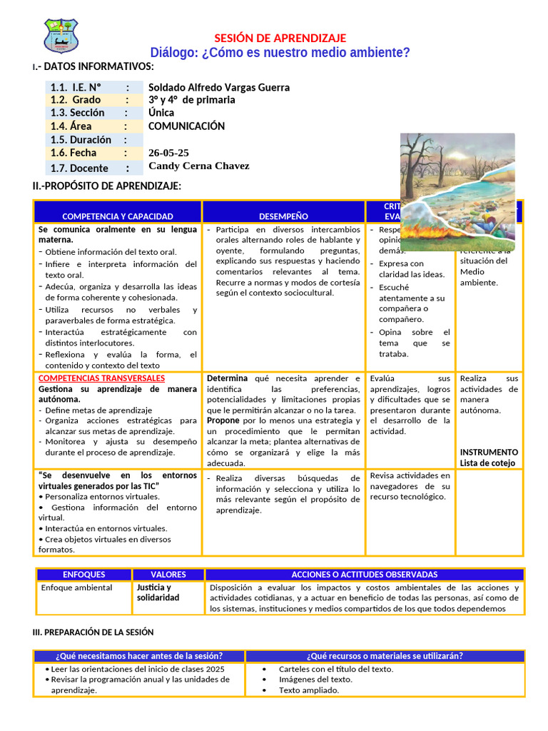 Diálogo sobre el Medio Ambiente en Aula | PDF | Aprendizaje | Cognición