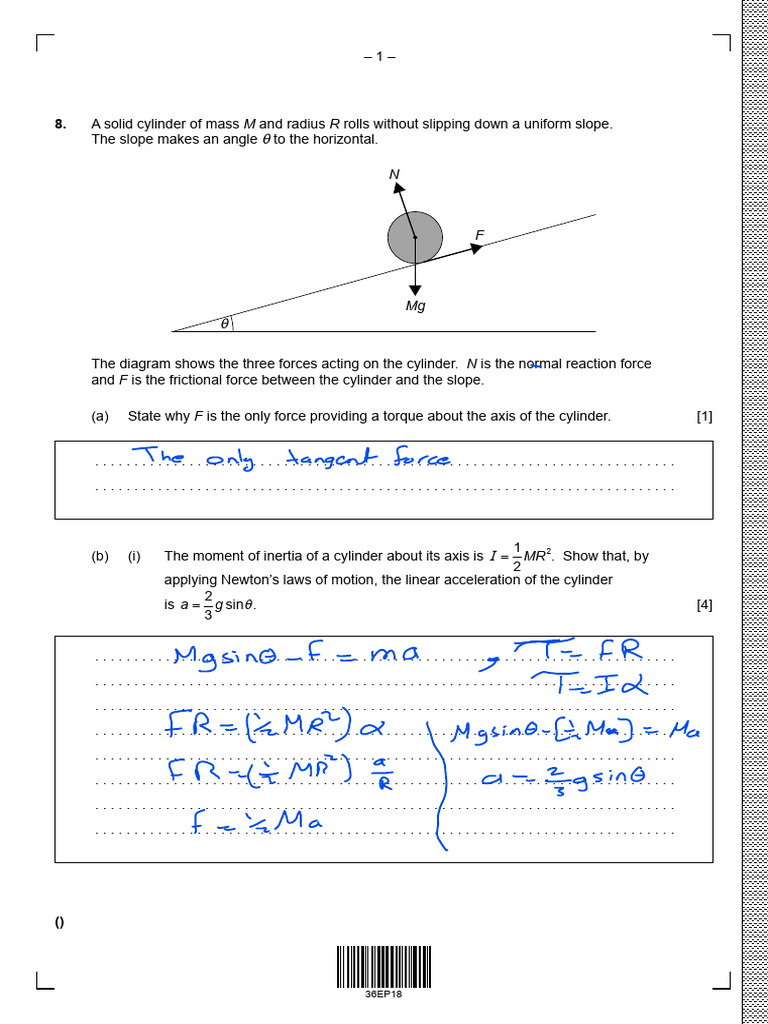 Cylinder Rolling Down Slope Dynamics | PDF | Rotation Around A Fixed ...