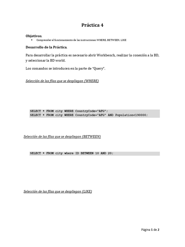 P2 Ejercicios en mySQL | PDF | SQL | Programación de computadoras