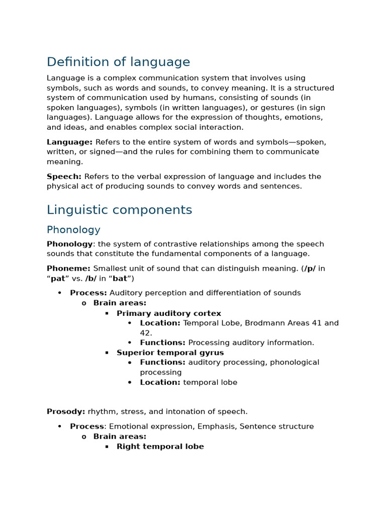 Understanding Language and Its Components | PDF | Aphasia | Speech