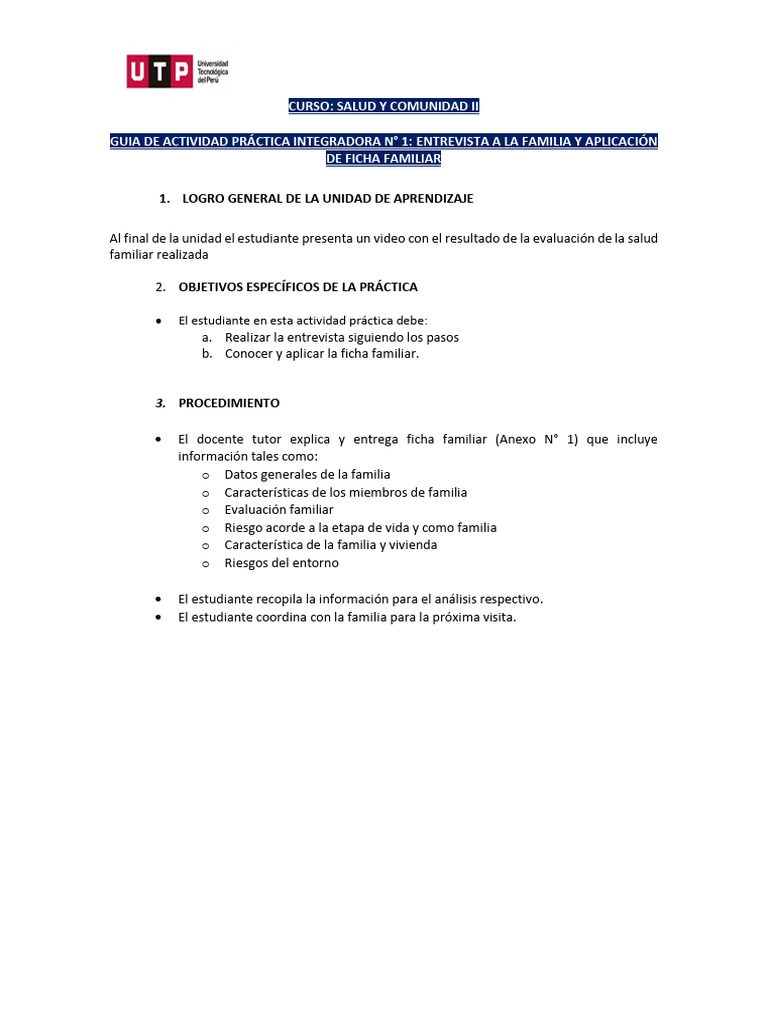 S08 - s1 - Material de Complementario - FICHA de VISITA FAMILIAR | PDF | Adultos | Agua