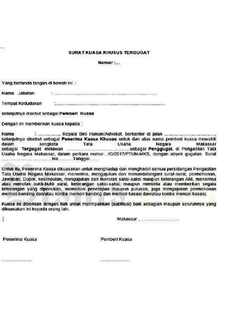 Surat Kuasa Gugat | PDF