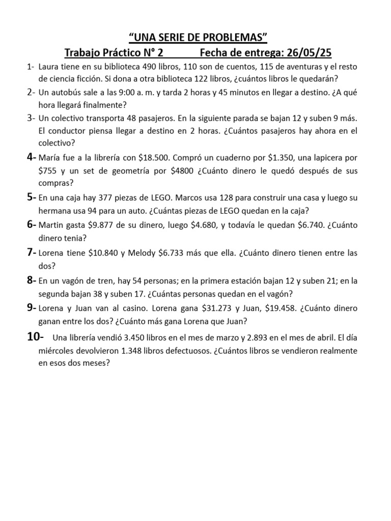 Una Serie de Problemas Tp 2 2605.Docx | PDF