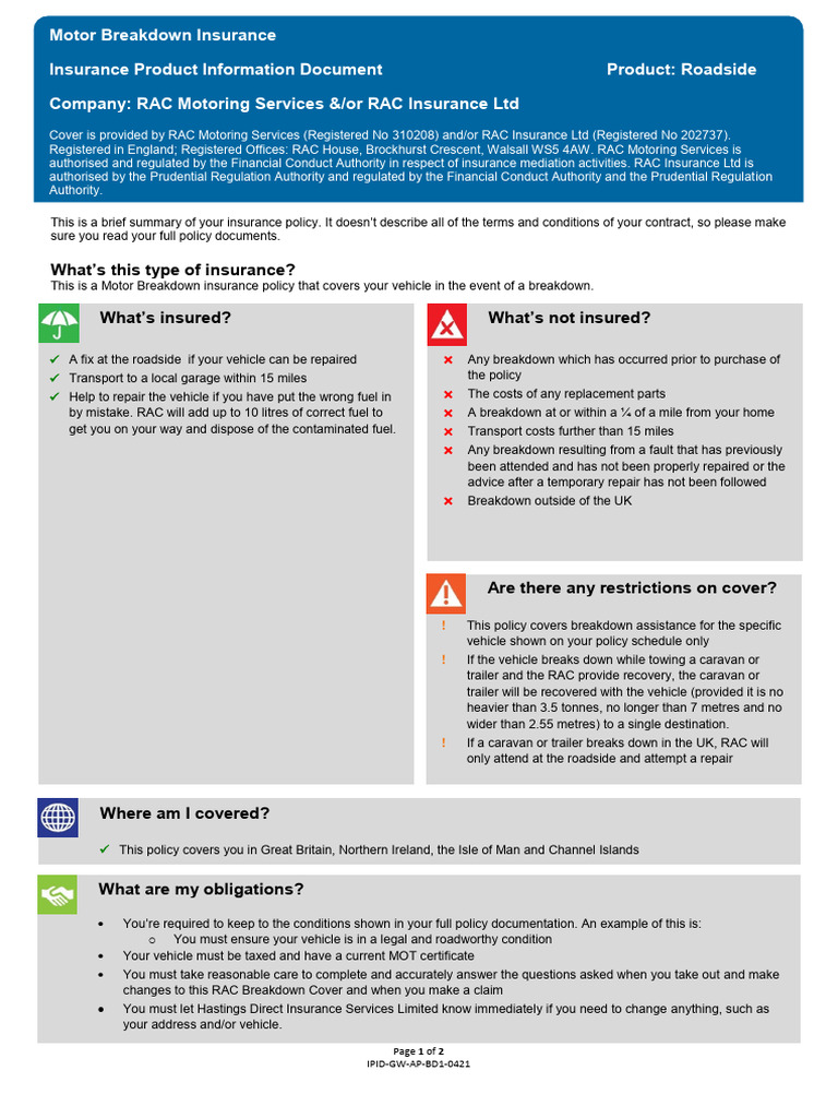 IPID - Ancillary - Breakdown - Roadside-20250310230956412 | PDF ...