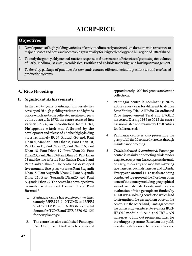 2 Aicrp - Rice | PDF | Rice | Plant Breeding