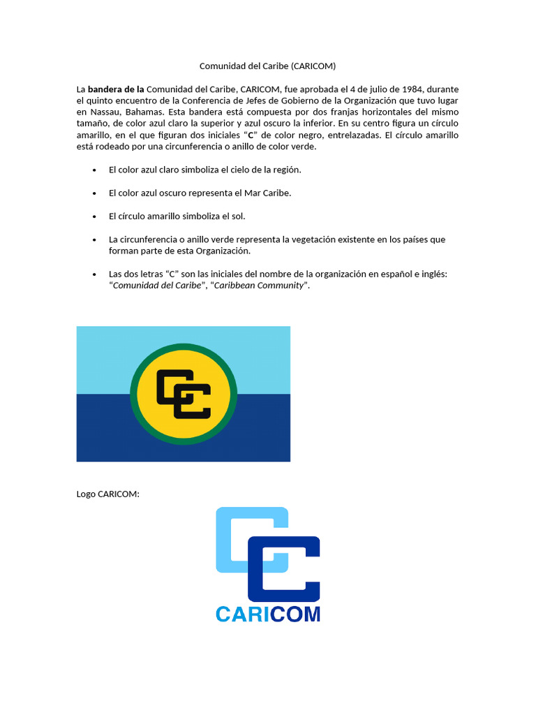 Bandera y Objetivos de CARICOM | PDF