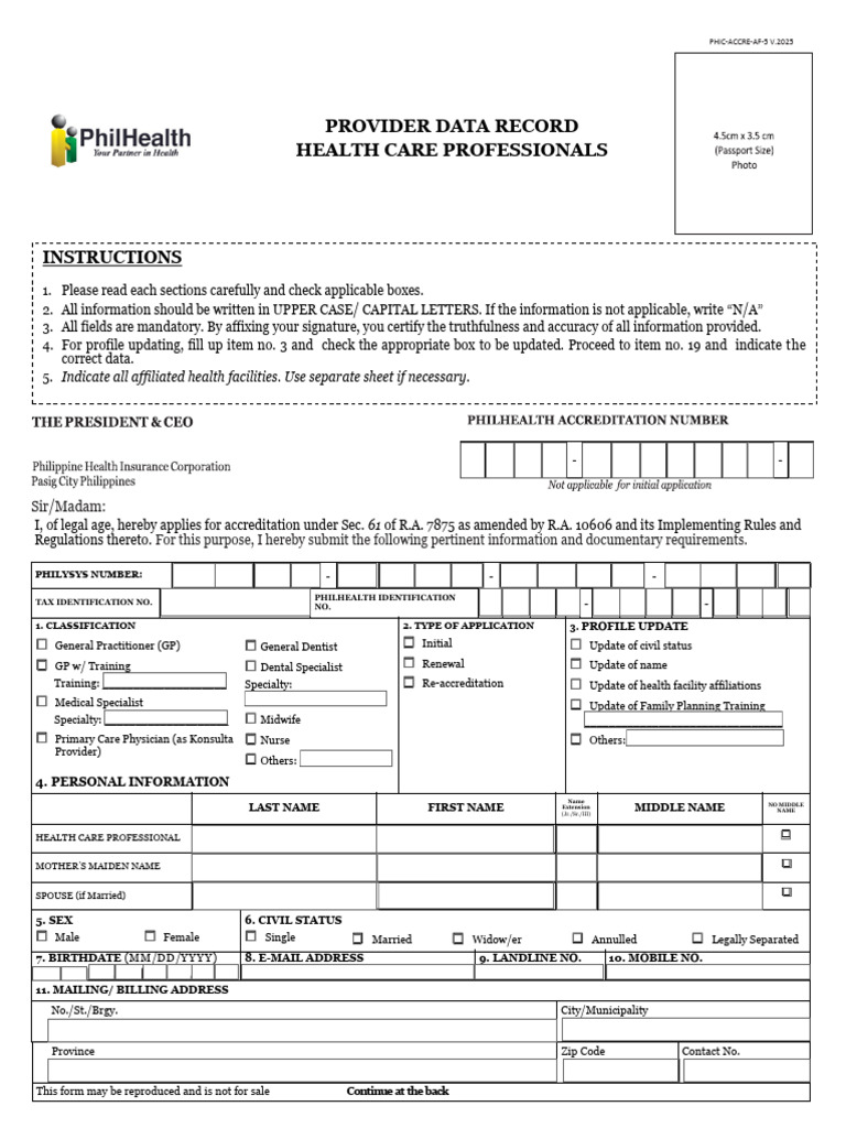 PhilHealth Provider Data Record Form | PDF | Email Address | Social ...