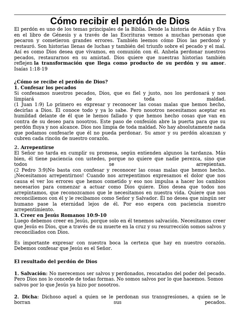 Cómo Recibir El Perdón de Dios | PDF | Pecado | Perdón