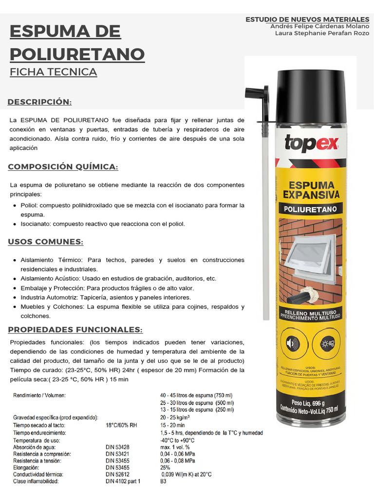 Espuma de Poliuretano: Usos y Composición | PDF | Aislamiento térmico ...