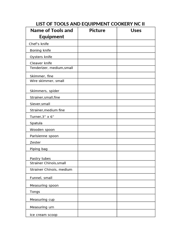 Essential Cookery Tools and Equipment | PDF
