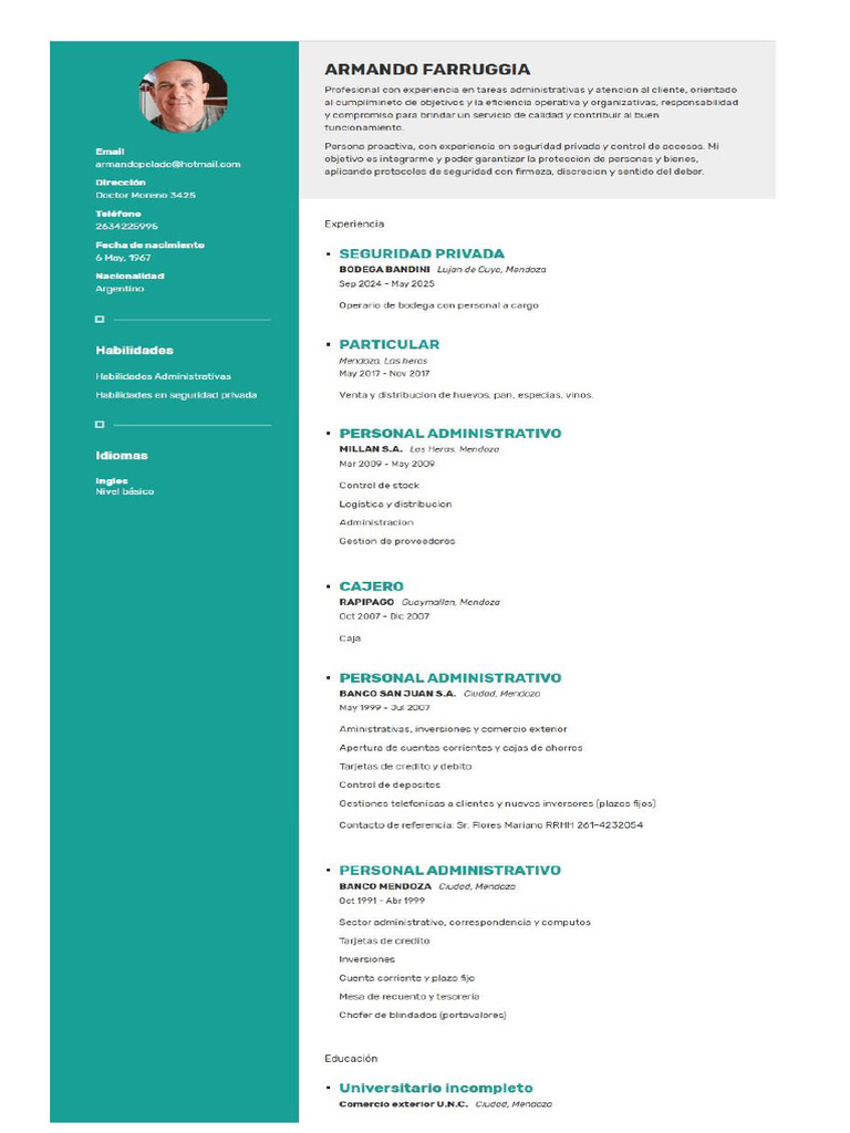 CV Armando Farruggia | PDF