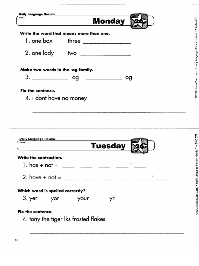 Grade 1 - Language Daily Review | PDF